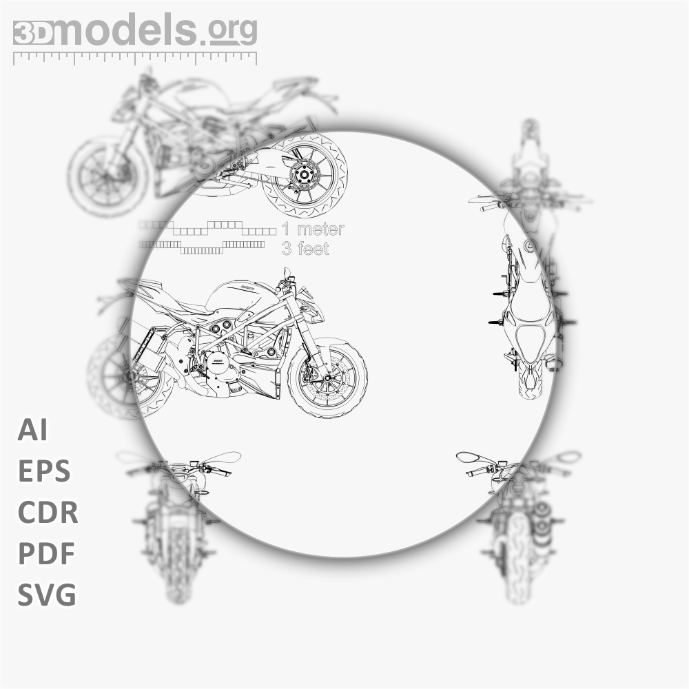 Ducati Streetfighter 848 2012 Vector Blueprint - 3DModels.org