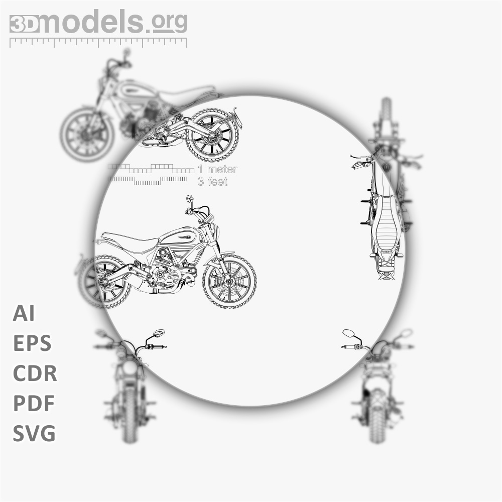 Ducati Scrambler Icon 2015 Vector Blueprint - 3DModels.org