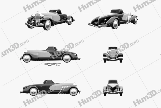 Vintage car blueprints Download in PNG - 3DModels.org