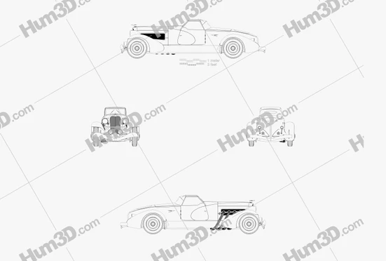 Duesenberg blueprints Download in PNG - 3DModels.org