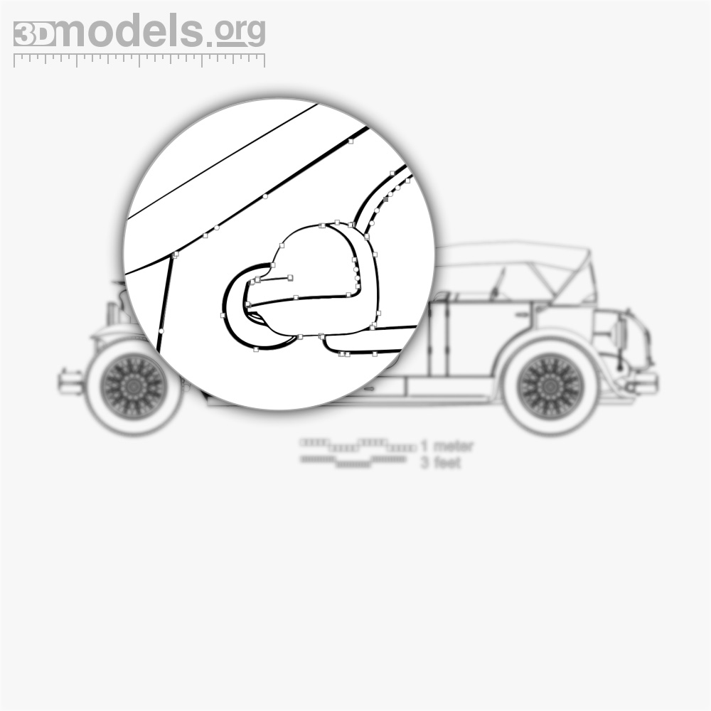 Duesenberg SJ Phaeton LWB LaGrande 1935 Vector Blueprint - 3DModels.org