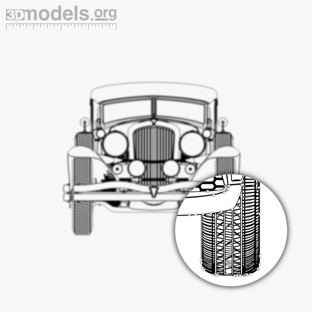 Duesenberg SJ Phaeton LWB LaGrande 1935 Vector Blueprint - 3DModels.org