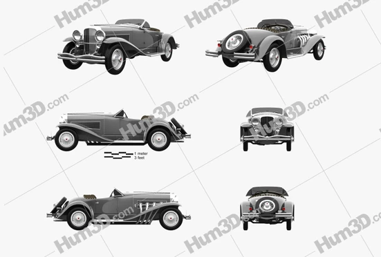 Duesenberg blueprints Download in PNG - 3DModels.org