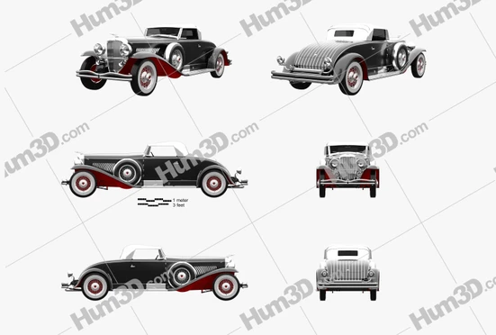 Duesenberg blueprints Download in PNG - 3DModels.org