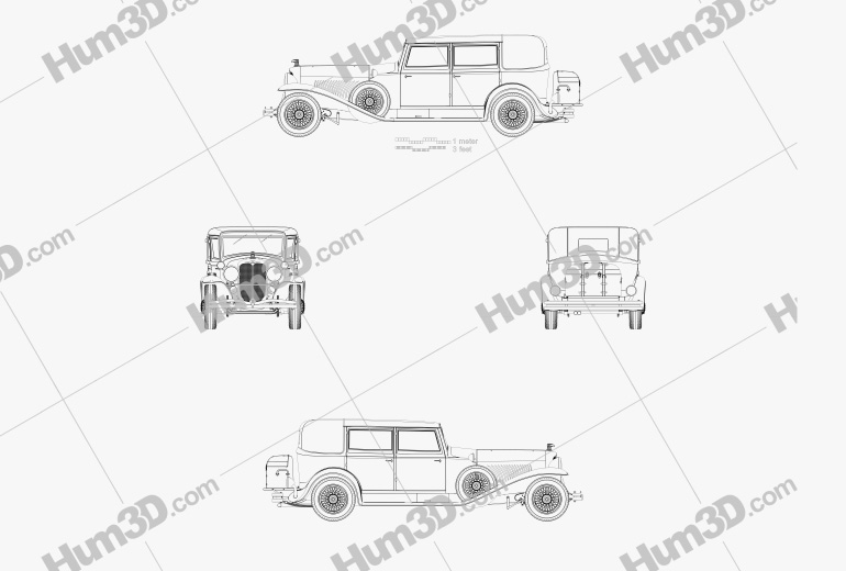 Duesenberg Model J Willoughby Limousine 1931 Blueprint - 3DModels.org