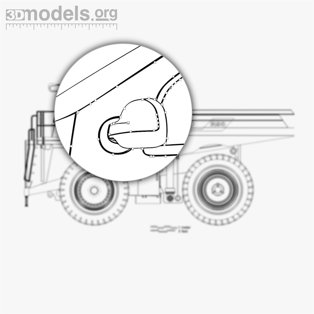 Euclid R90 Dump Truck 2004 Vector Blueprint - 3DModels.org
