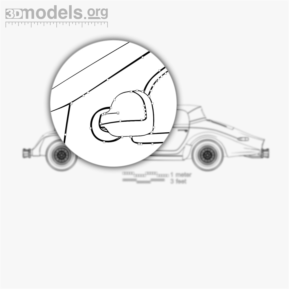 Excalibur Series IV Roadster 1980 Vector Blueprint - 3DModels.org