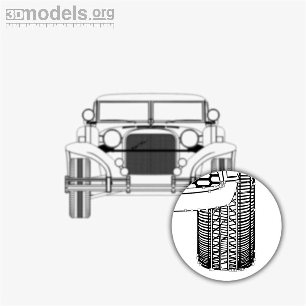 Excalibur Series IV Roadster 1980 Vector Blueprint - 3DModels.org
