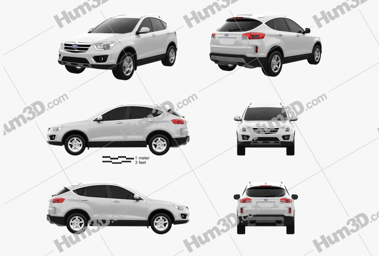 FAW Besturn X80 SUV Blueprint Template - 3DModels.org