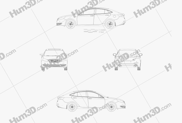 FAW Besturn B70 2017 Blueprint - 3DModels.org