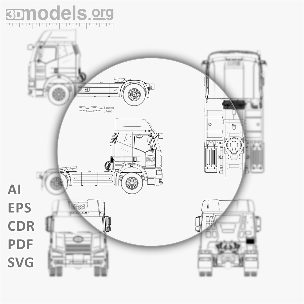 FAW J6 Tractor Truck 2015 Vector Blueprint - 3DModels.org