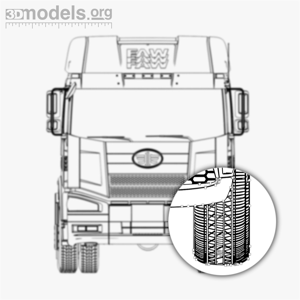 FAW J6 Tractor Truck 2015 Vector Blueprint - 3DModels.org