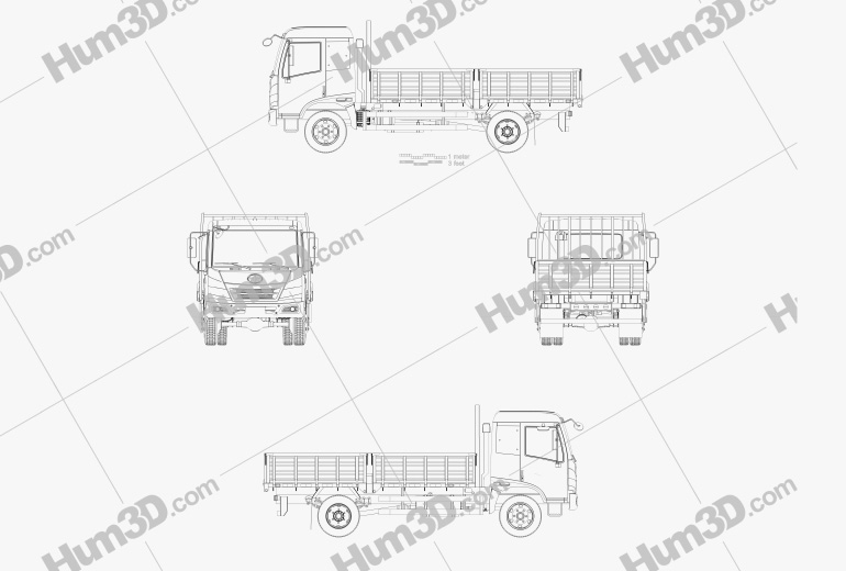 FAW J5K Flatbed Truck 2015 Blueprint - 3DModels.org