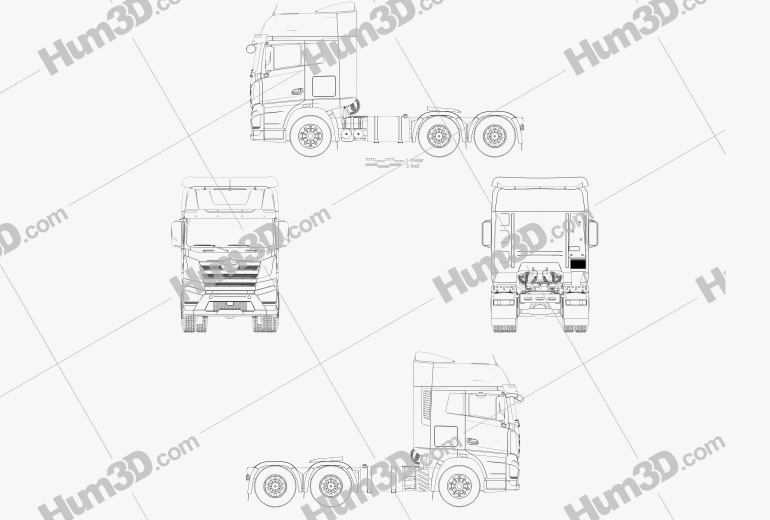 FAW J7 Седельный тягач 2021 Чертёж - 3DModels.org