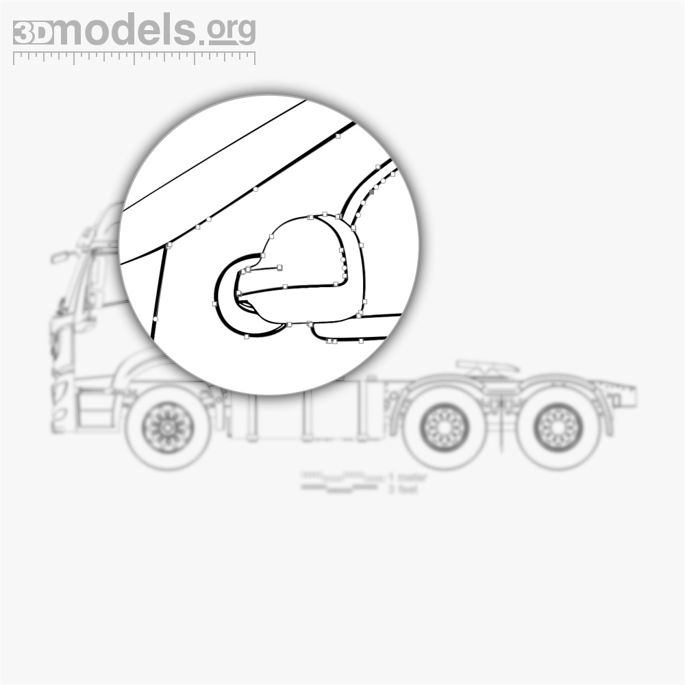 FAW Jiefang HAN V Tractor Truck 3-axle 2025 Vector Blueprint - 3DModels.org
