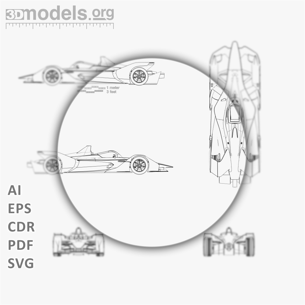 FIA Gen2 Formula E 2019 Vector Blueprint - 3DModels.org