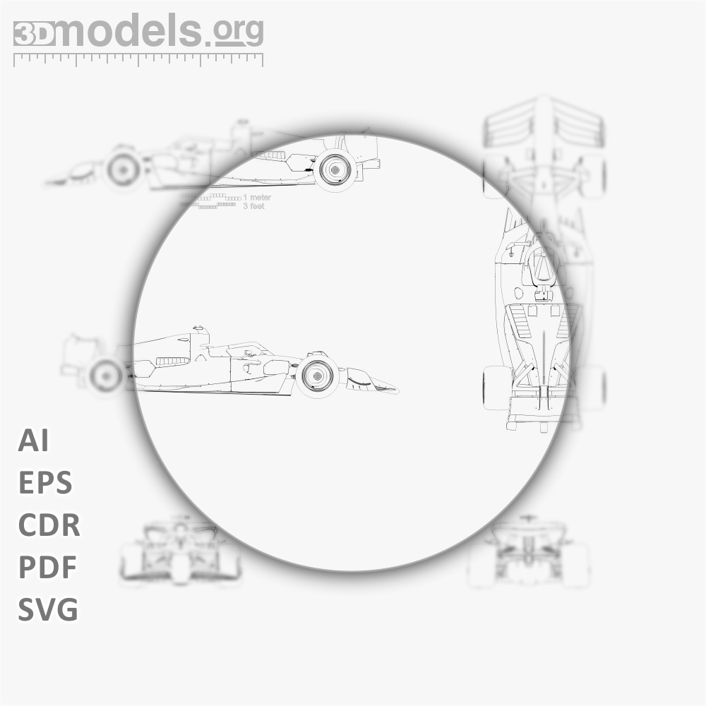 FIA F1 Car 2025 Vector Blueprint - 3DModels.org