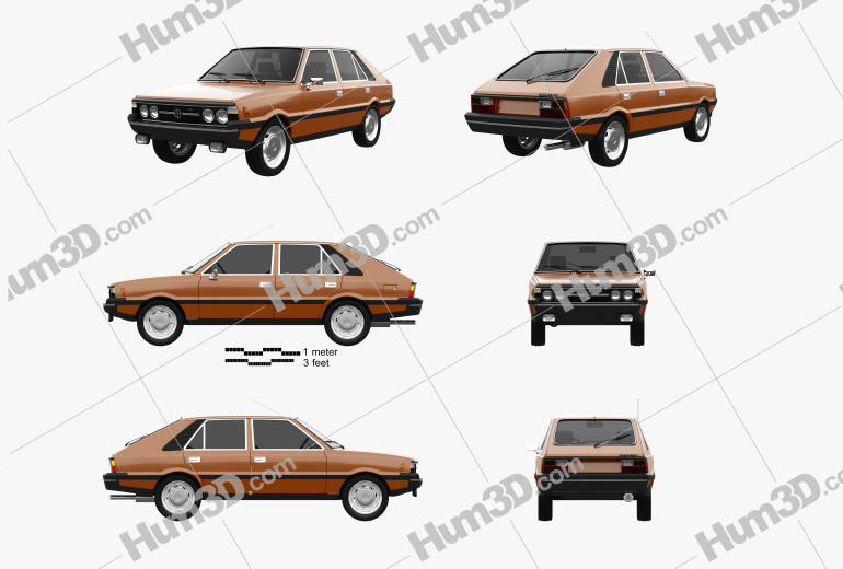 FSO Polonez 1978 Blueprint Template - 3DModels.org
