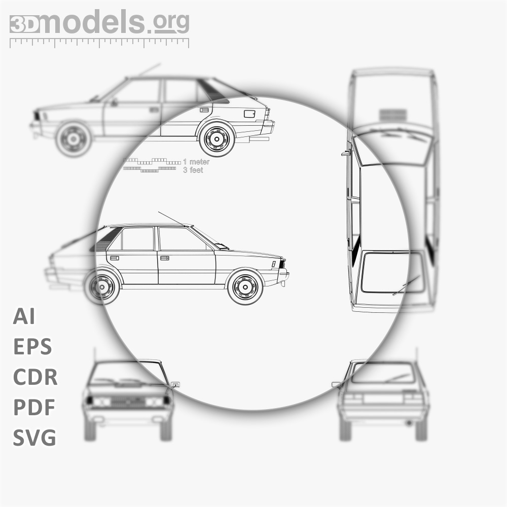 FSO Polonez 1978 Vector Blueprint - 3DModels.org
