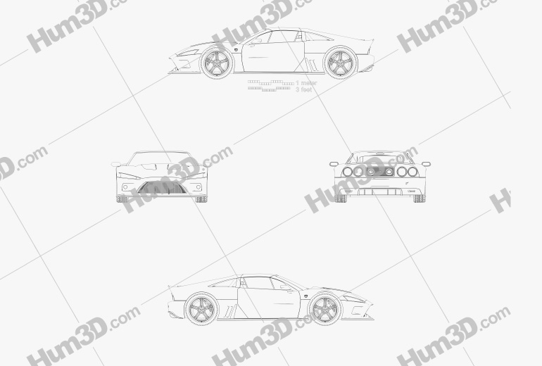Falcon F7 2017 Blueprint - 3DModels.org