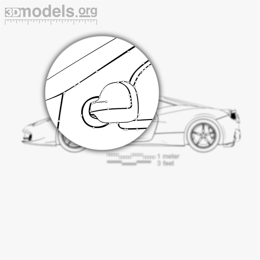 Ferrari 458 Italia 2011 Vector Blueprint - 3DModels.org