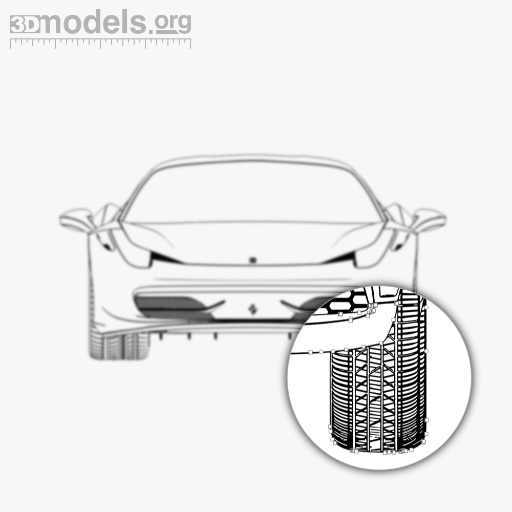 Ferrari 458 Italia 2011 Vector Blueprint - 3DModels.org