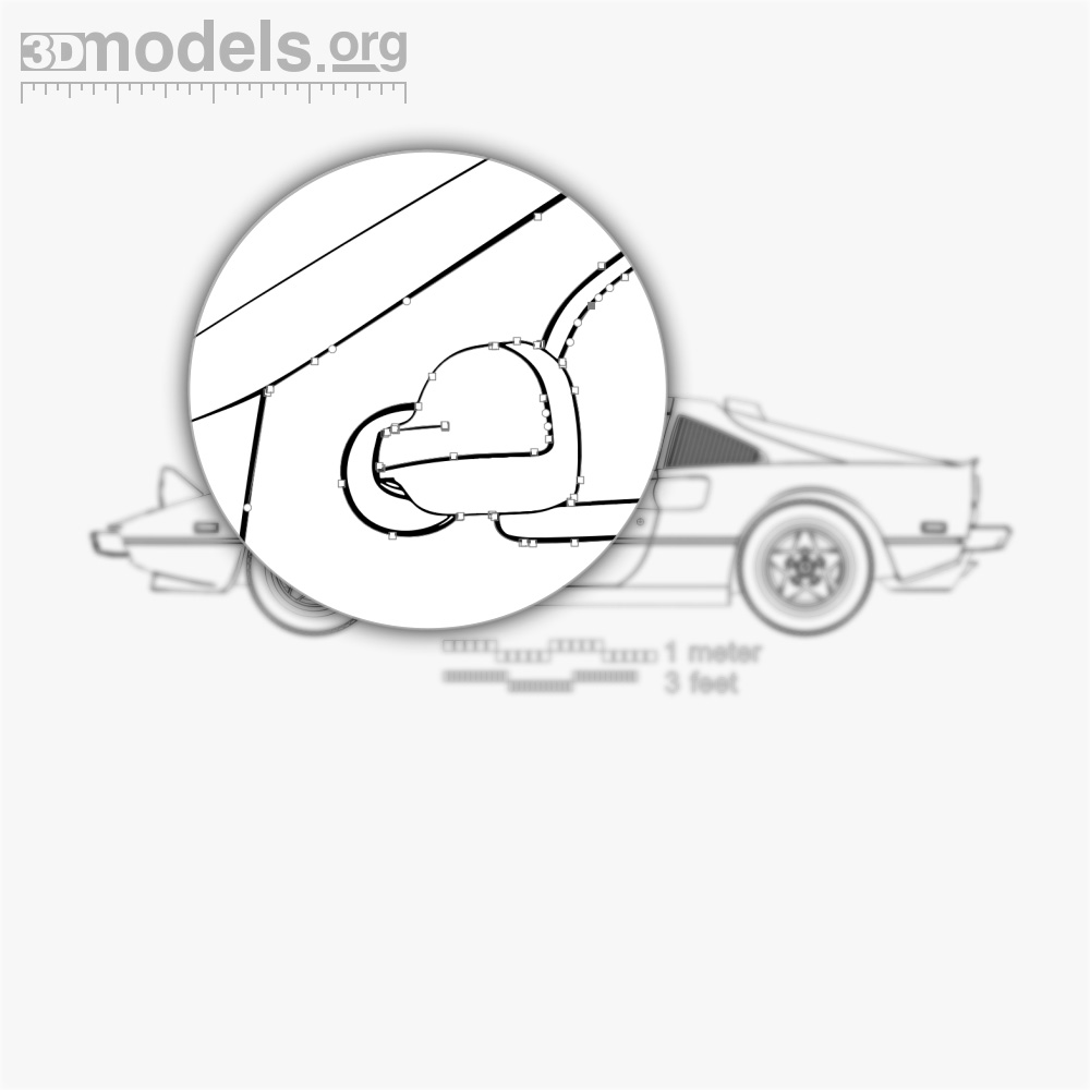 Ferrari 308 GTB / GTS 1975 Vector Blueprint - 3DModels.org