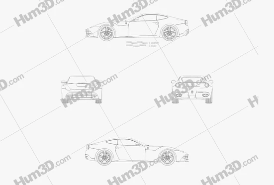 Ferrari F12 blueprints Download in PNG - 3DModels.org