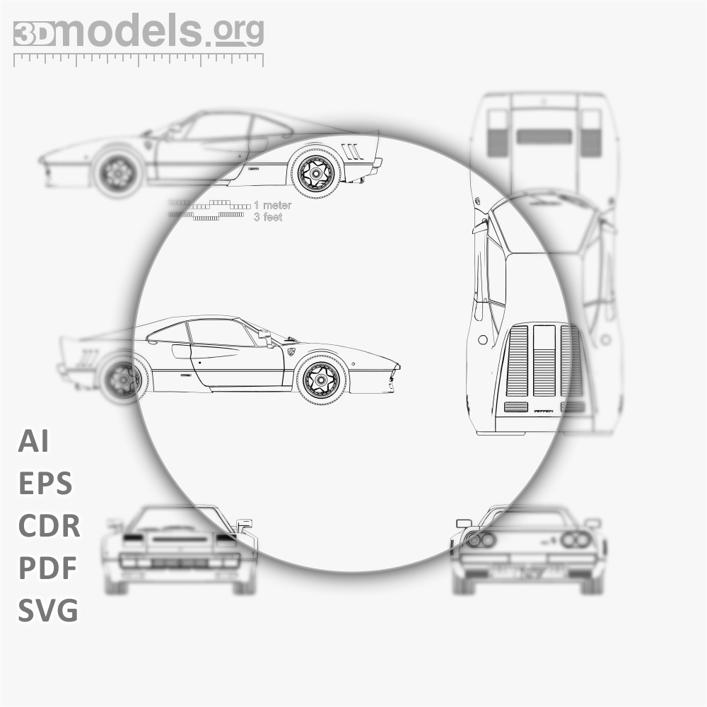Ferrari 288 GTO 1984 Vector Blueprint - 3DModels.org