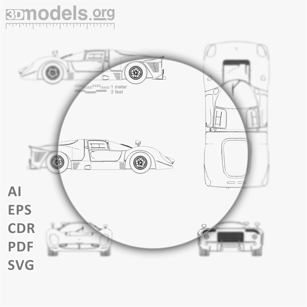 Ferrari 330 P4 1967 Vector Blueprint - 3DModels.org