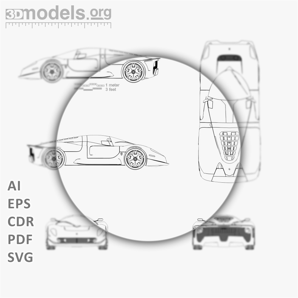 Ferrari P4/5 Pininfarina 2006 Vector Blueprint - 3DModels.org