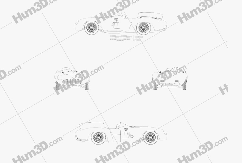 Ferrari 857 Sport Scaglietti Spider 1955 Planta - 3DModels.org