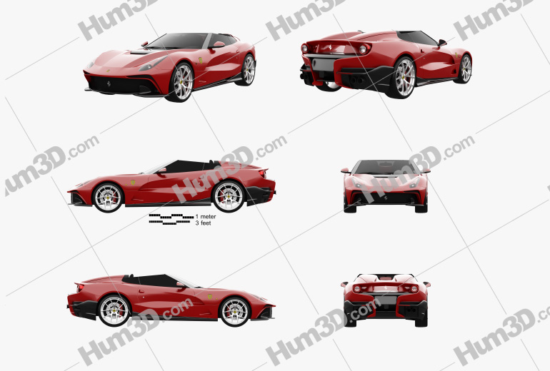 Ferrari F12 TRS 2014 Blueprint Template - 3DModels.org
