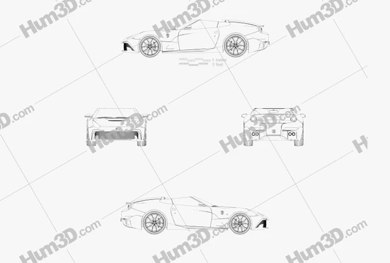 Ferrari F12 blueprints Download in PNG - 3DModels.org