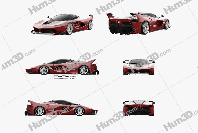 Ferrari FXX-K 2015 Blueprint Template - 3DModels.org