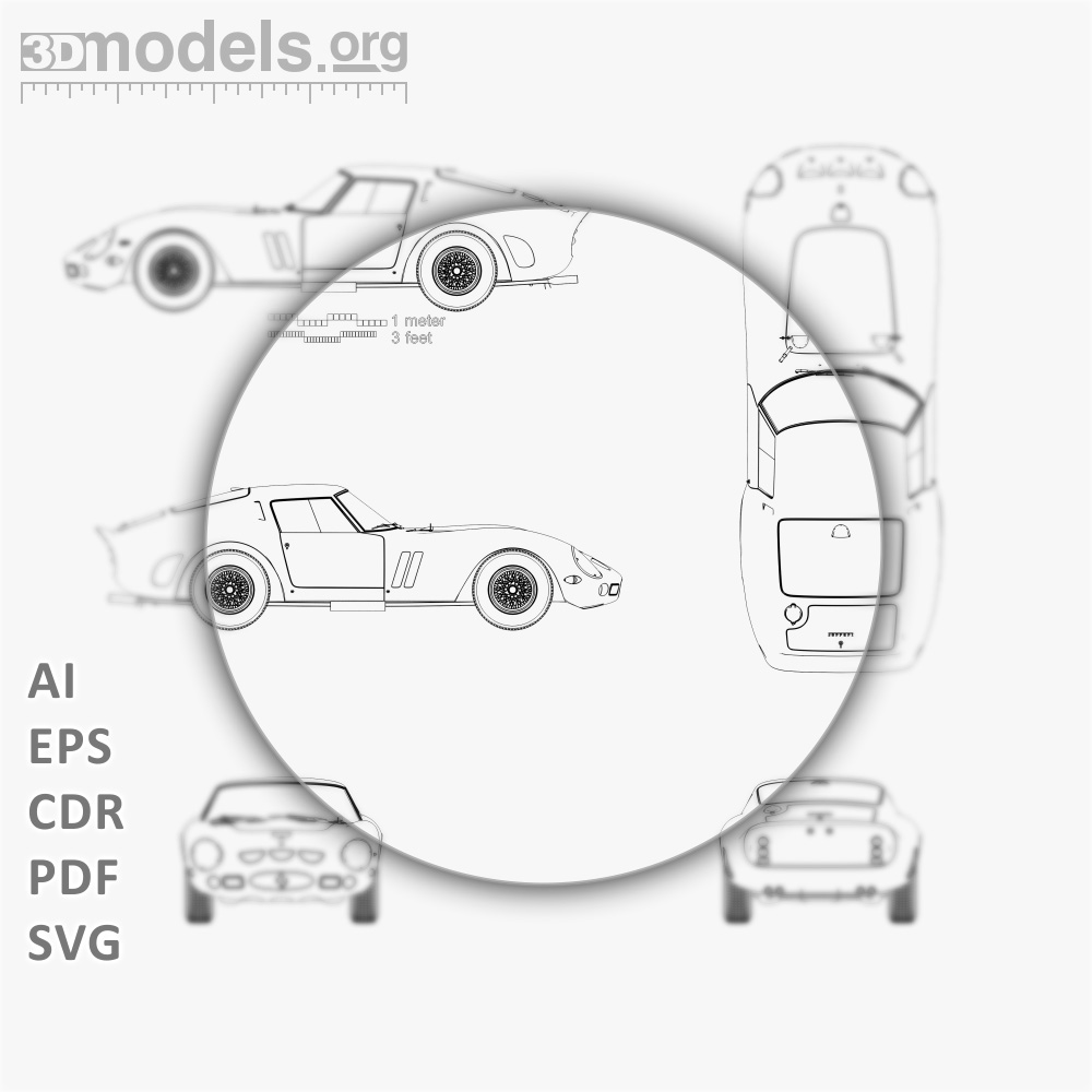 Ferrari 250 GTO (Series I) 1962 Vector Blueprint - 3DModels.org