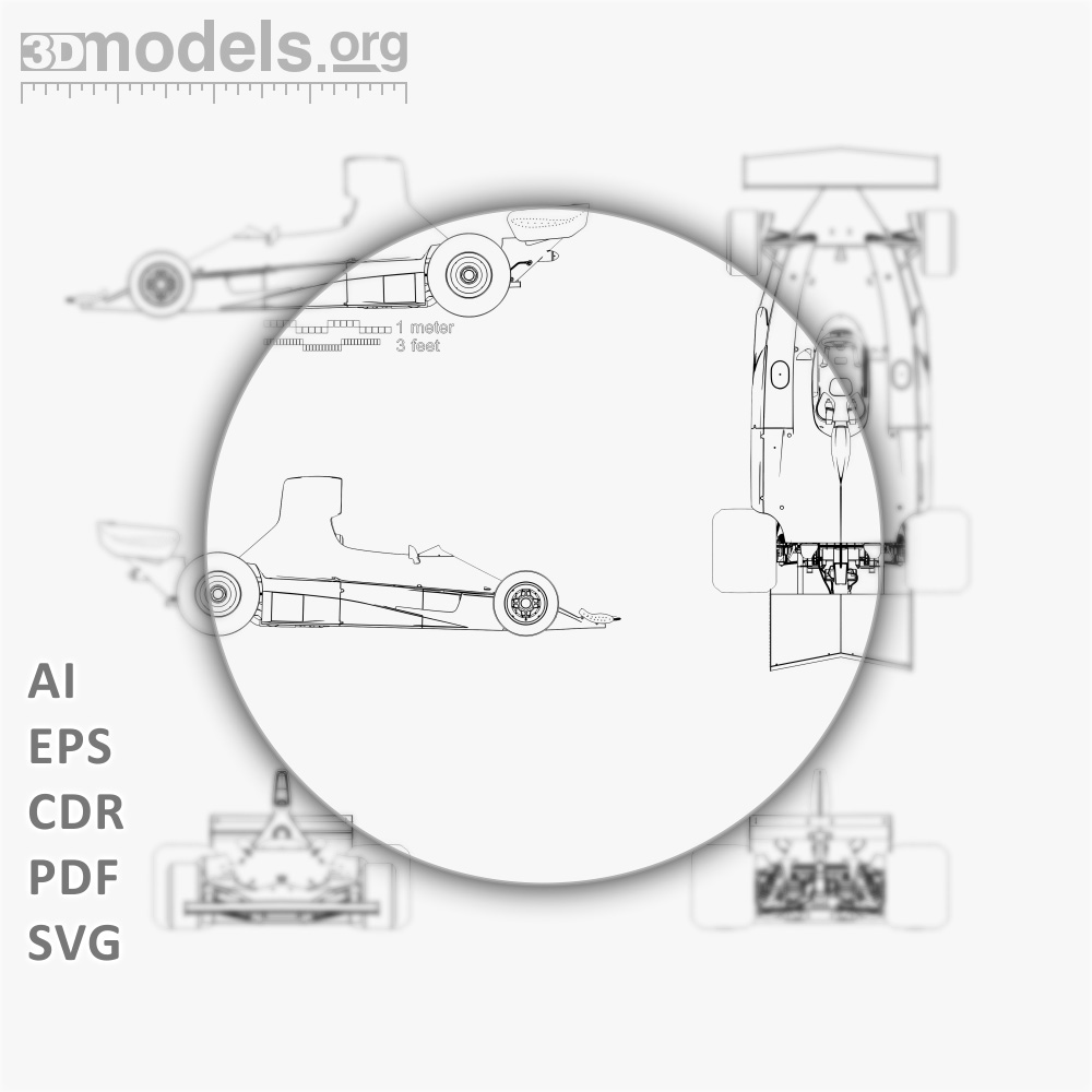 Ferrari 312 T 1975 Vector Blueprint - 3DModels.org
