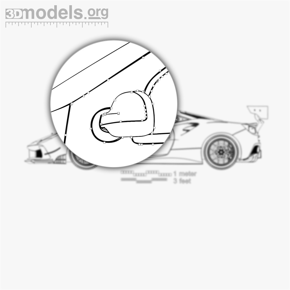 Ferrari 488 GTB Challenge 2020 Vector Blueprint - 3DModels.org