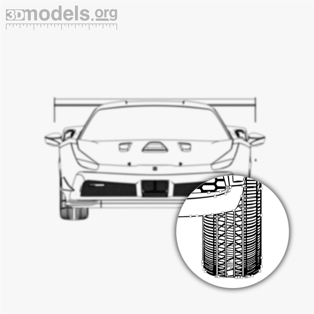 Ferrari 488 GTB Challenge 2020 Vector Blueprint - 3DModels.org