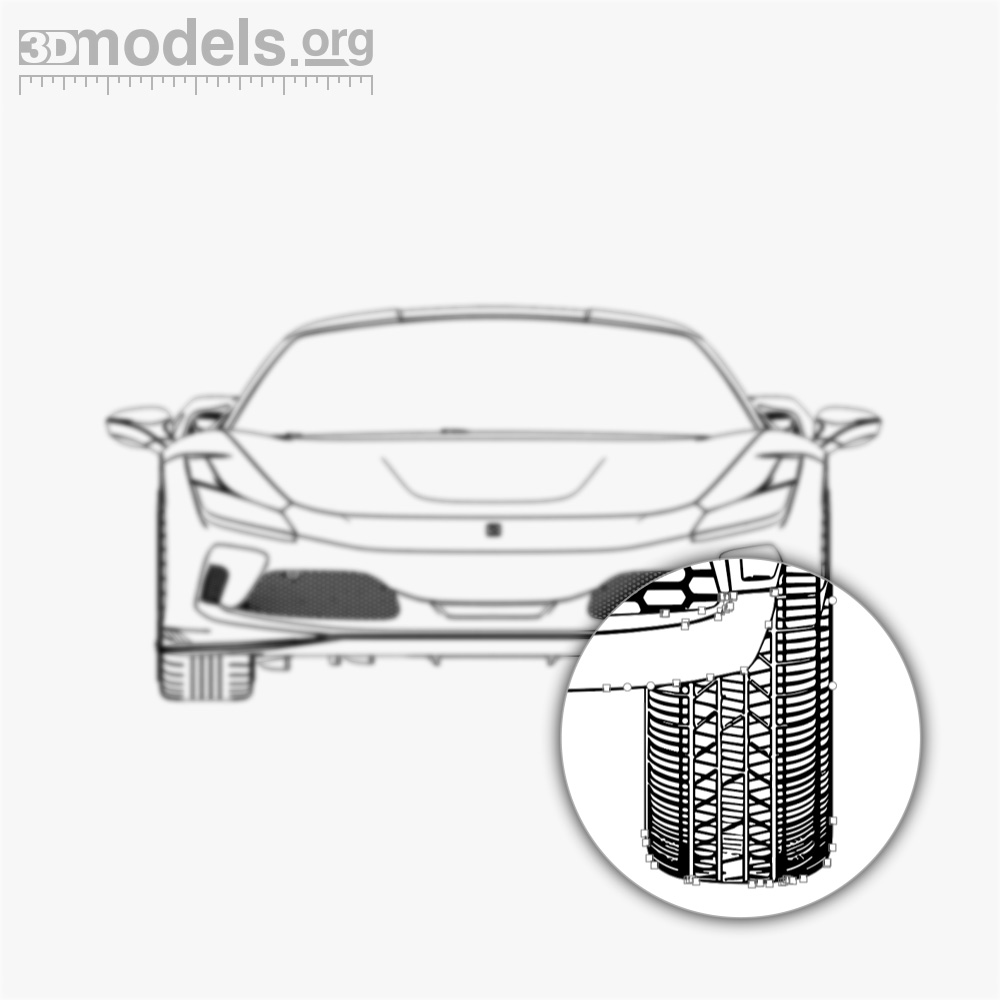 Ferrari F8 spider 2021 Vector Blueprint - 3DModels.org