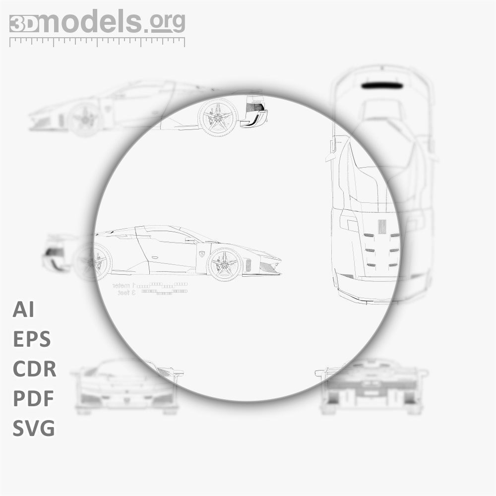 Ferrari F80 2025 Vector Blueprint - 3DModels.org