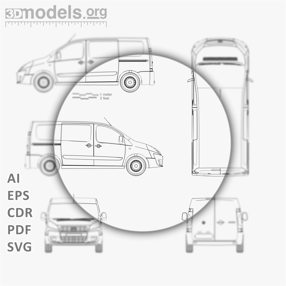 Fiat Scudo Furgon ShortWheelbase 4-door 2011 Vector Blueprint ...