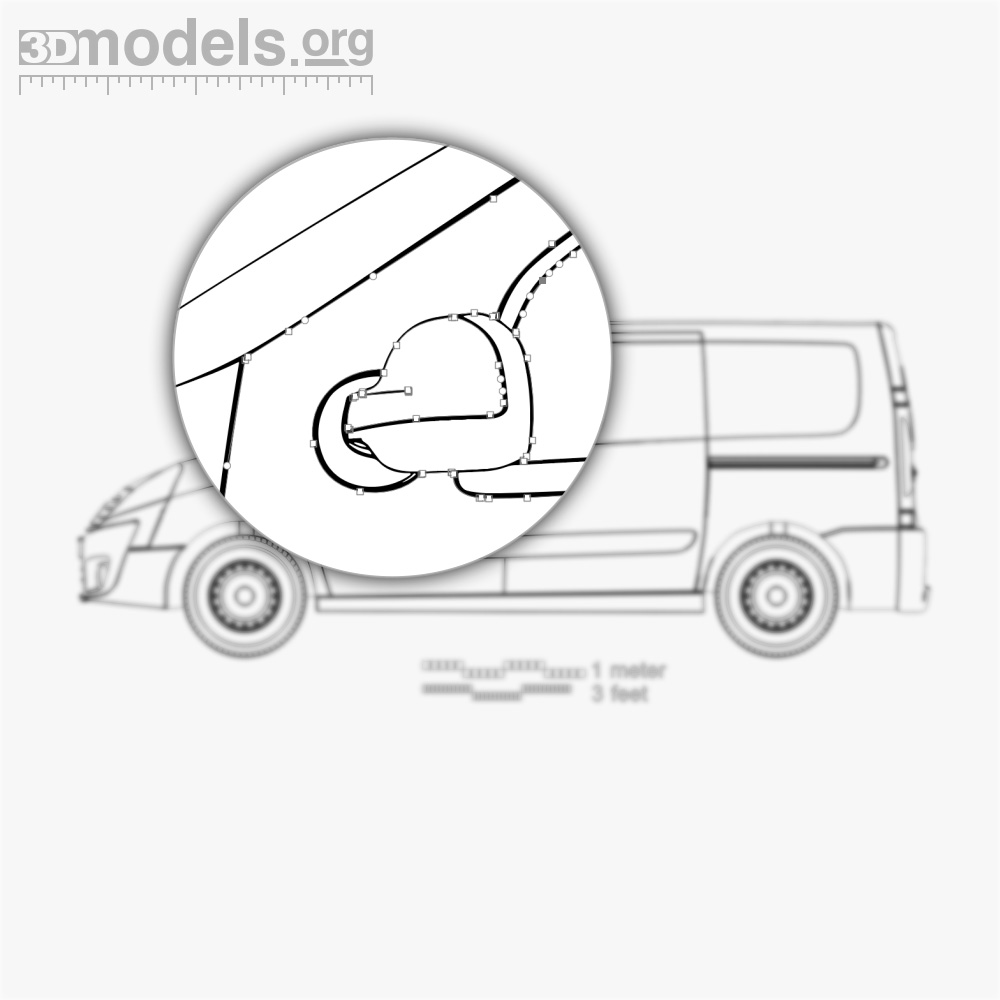 Fiat Scudo Panorama ShortWheelbase 2011 Vector Blueprint - 3DModels.org