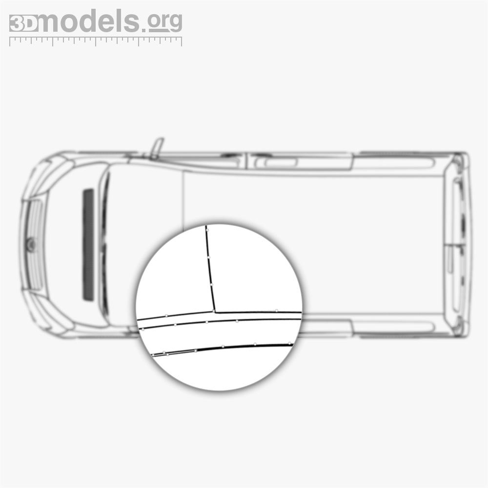 Fiat Scudo Panorama ShortWheelbase 2011 Vector Blueprint - 3DModels.org