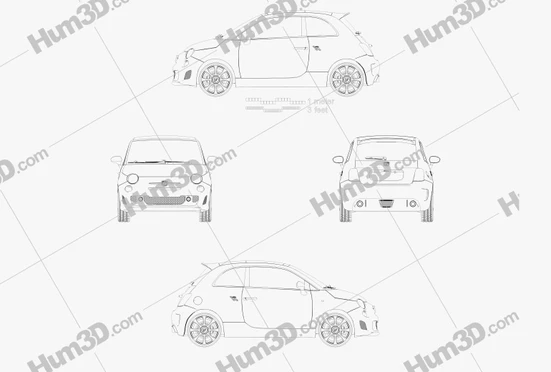 Fiat 500 blueprints Download in PNG - 3DModels.org