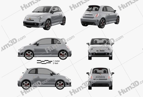 Fiat 500 blueprints Download in PNG - 3DModels.org