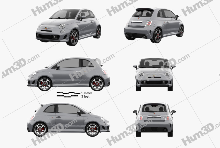 Fiat 500 Abarth 595 Competizione 2017 Blueprint Template - 3DModels.org