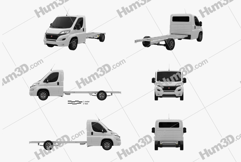 Fiat Ducato Single Cab Chassis L4 2017 Blueprint Template - 3DModels.org