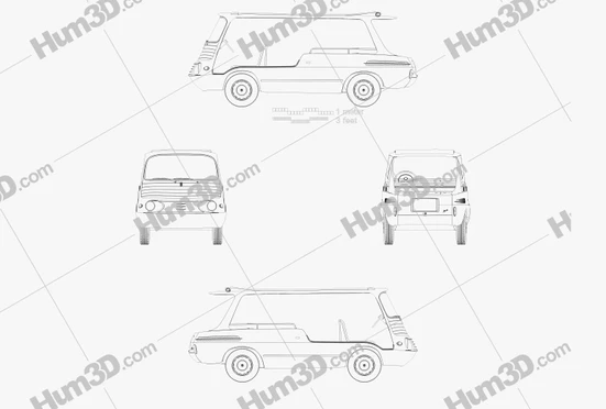 Fiat 600 blueprints Download in PNG - 3DModels.org