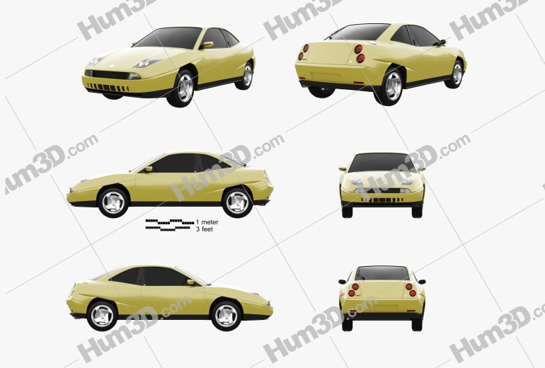 Fiat Coupe Pininfarina 2000 Blueprint Template - 3DModels.org